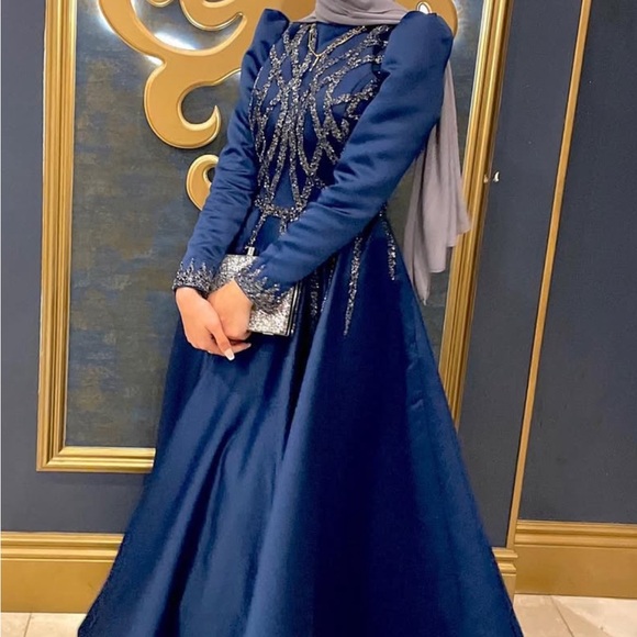 Dresses | Turkish Navy Blue Embellished Dress | Poshmark